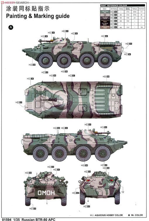 Збірна модель 1/35 БТР-80 колісний бронетранспортер, Trumpeter 01594 ...